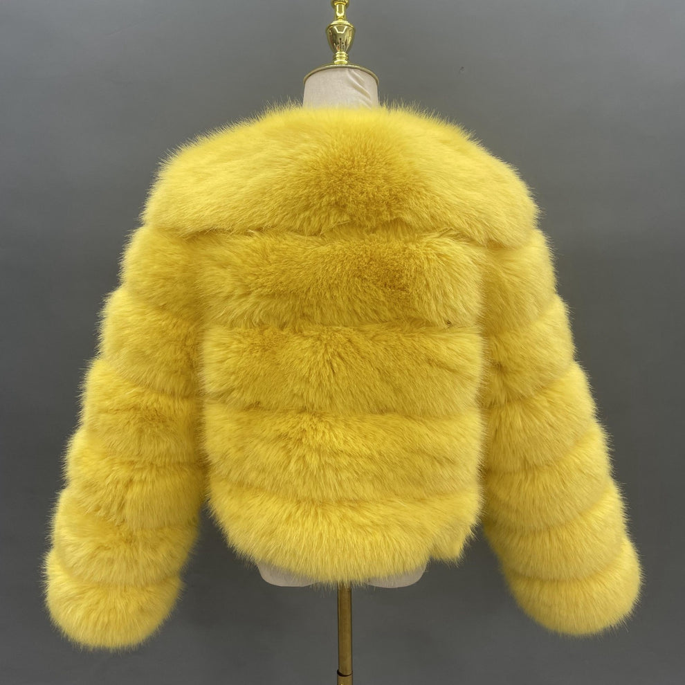 Yellow Faux Fur Jacket - No.8 Boutique London